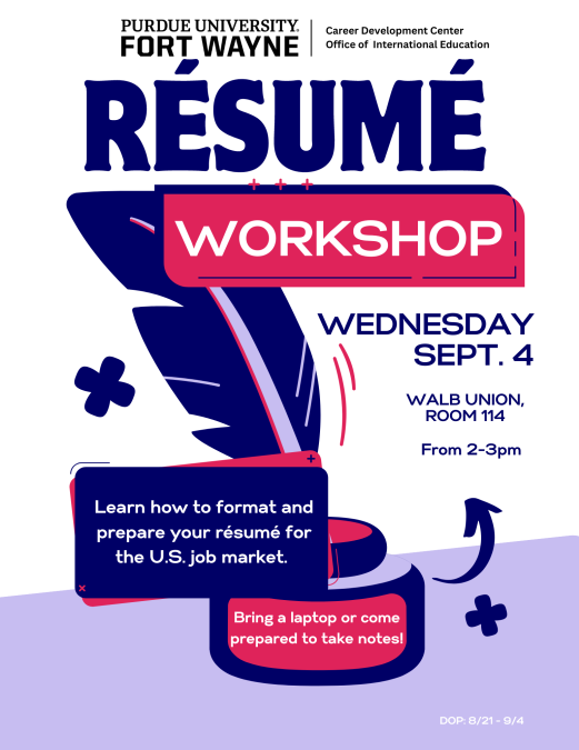 International Student Resume Workshop | Purdue University Fort Wayne